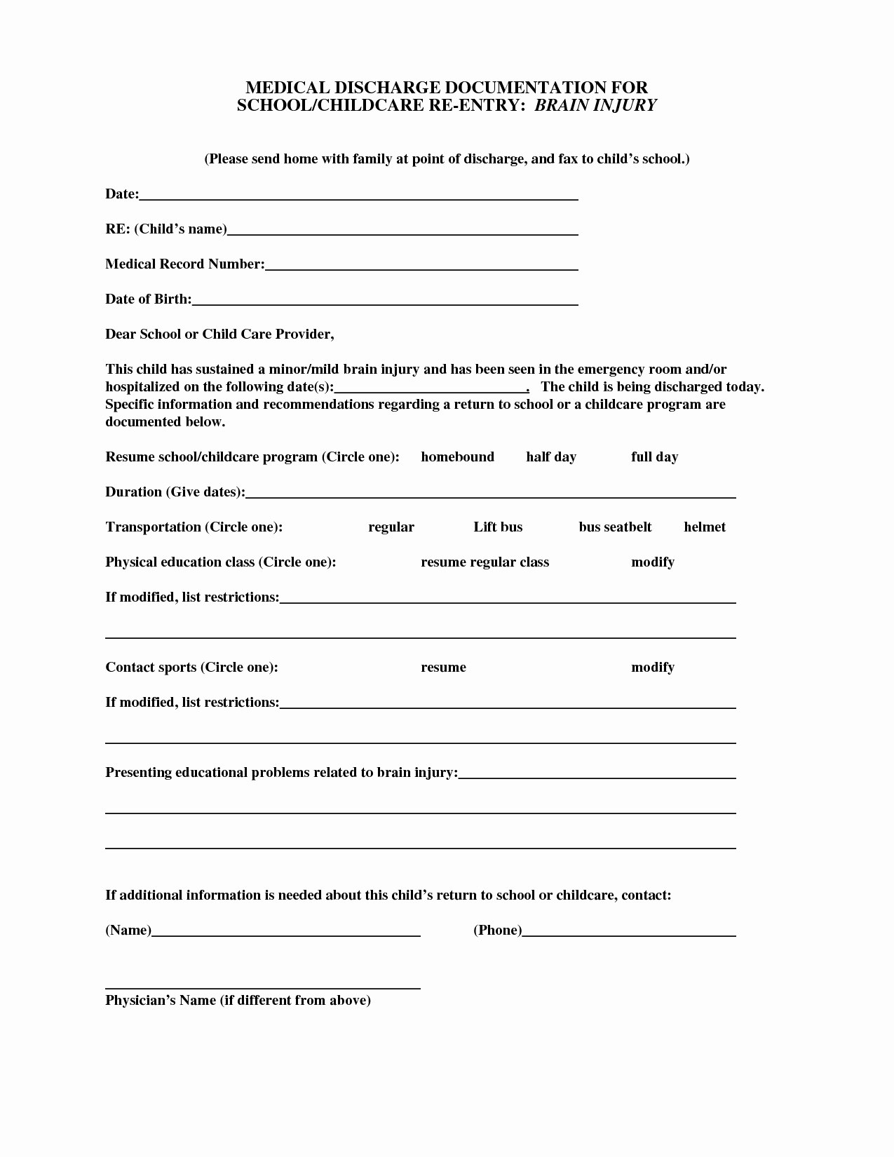 Fake Hospital Discharge Papers Template