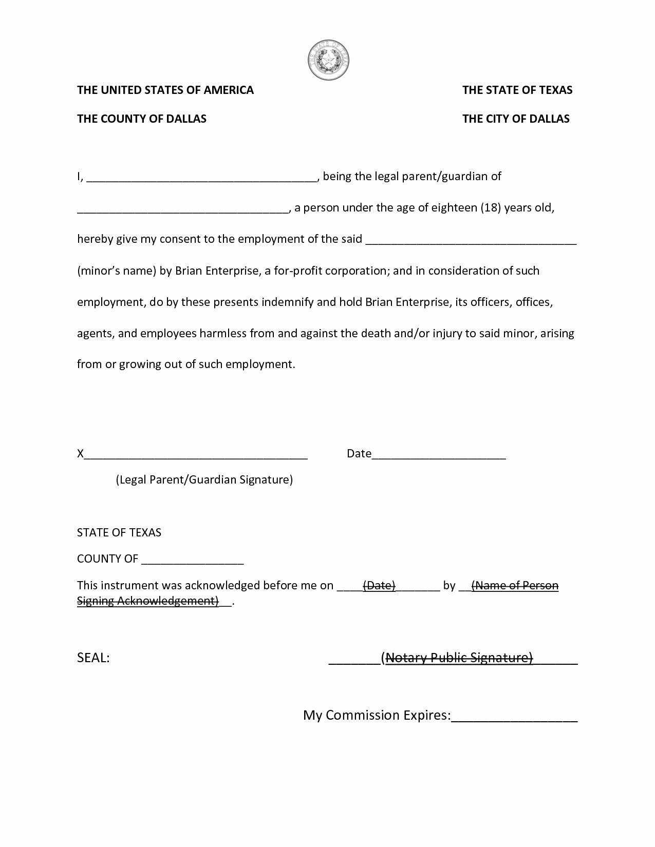Notary Signature Block Template