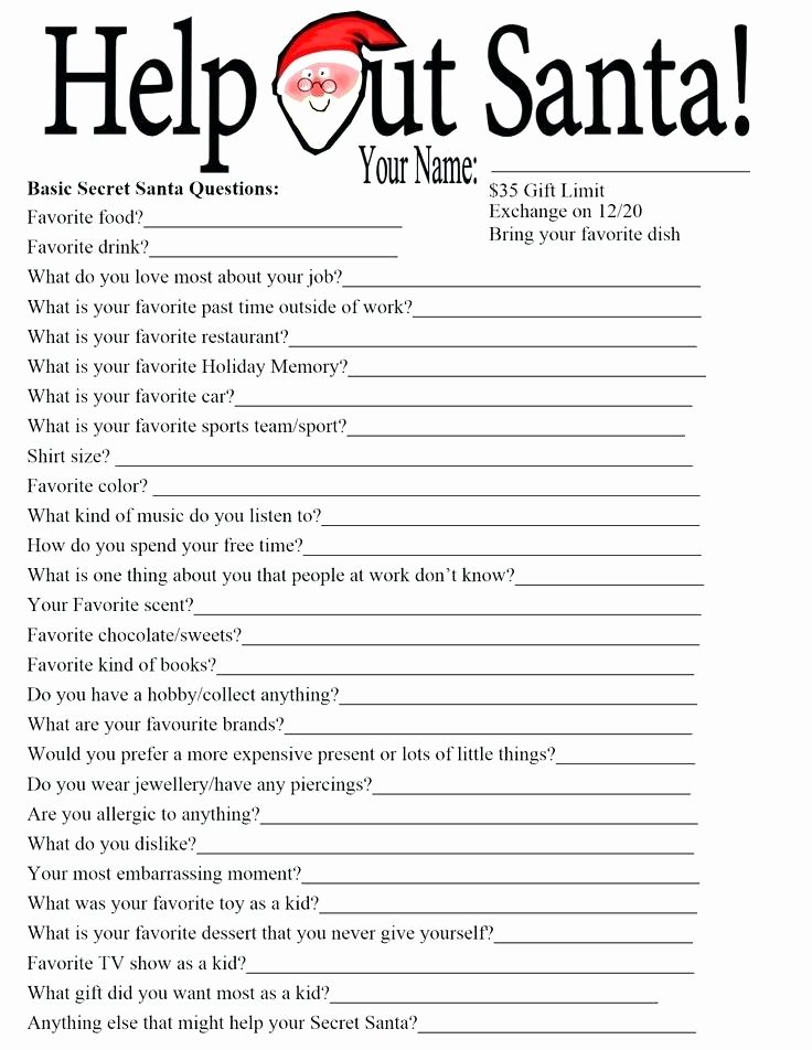 Gift Exchange Wish List Template