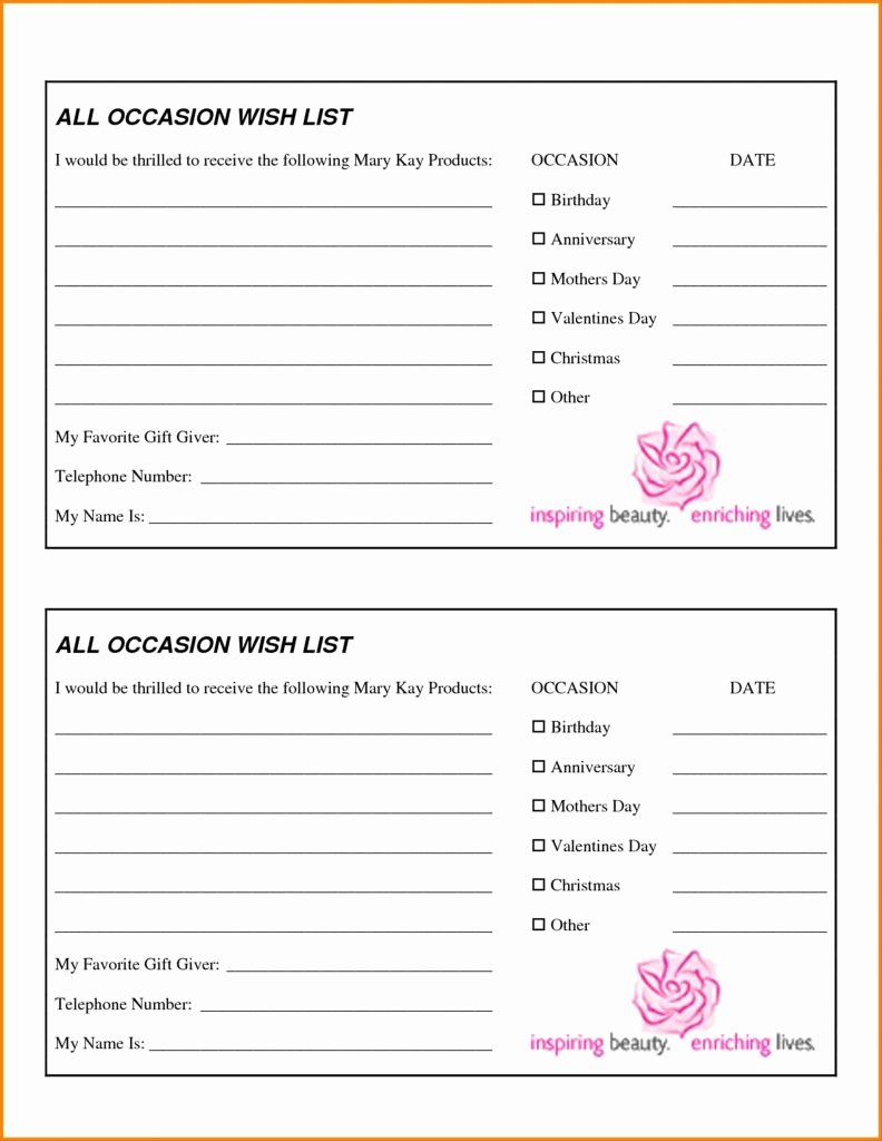 Gift Exchange Wish List Template