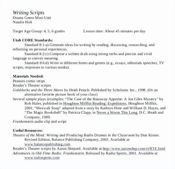 Stage Play Format Template
