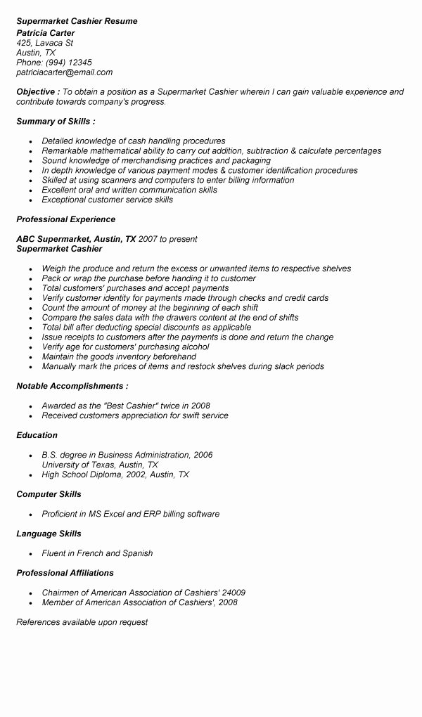 Cashier Job Description Resume Mryn Ism