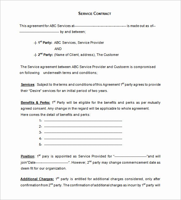 Contract For Services Template