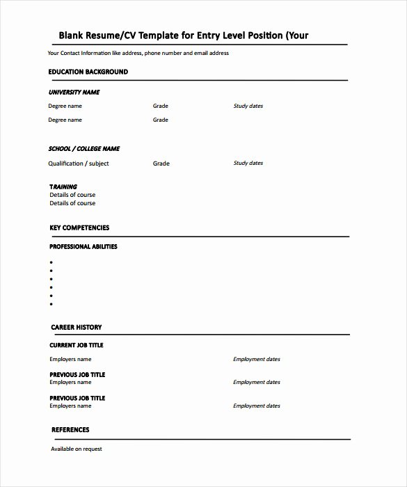 Blank Cv Templates Free Download Word Document