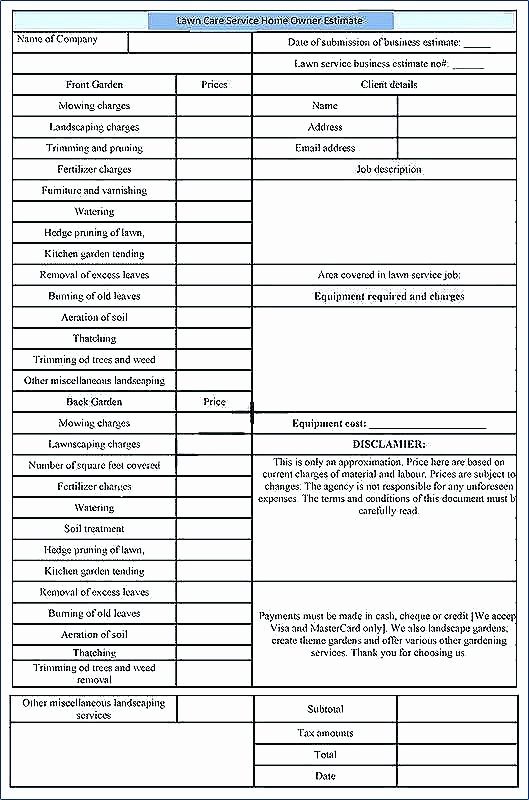 Tree Trimming Estimate Template