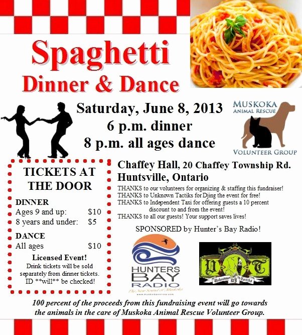 Spaghetti Dinner Fundraiser Ticket Template