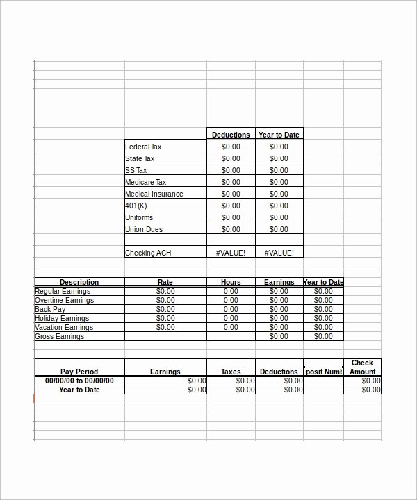 Truck Driver Pay Stub Template