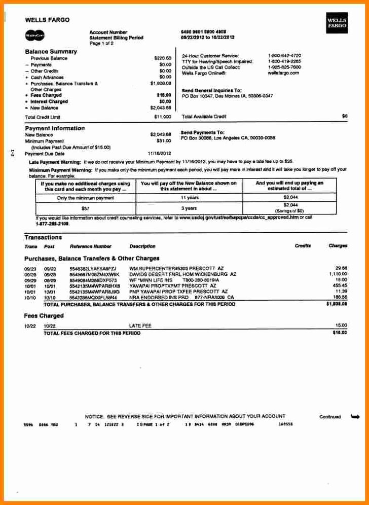 Blank Wells Fargo Bank Statement Template Templates Latter Example 