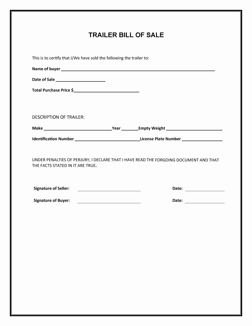 Template For Bill Of Sale