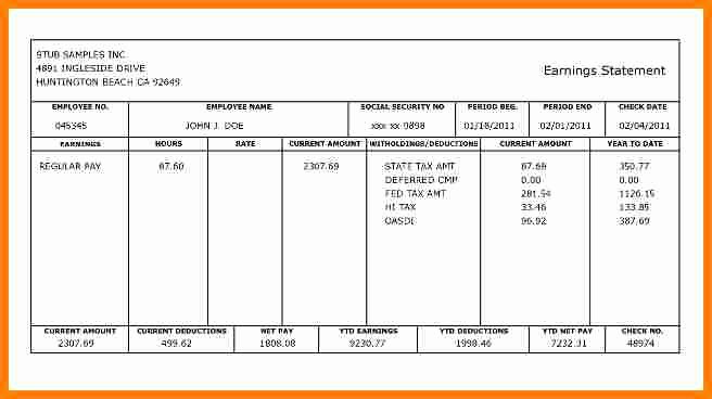 Truck Driver Pay Stub Template Latter Example Template Free Nude 