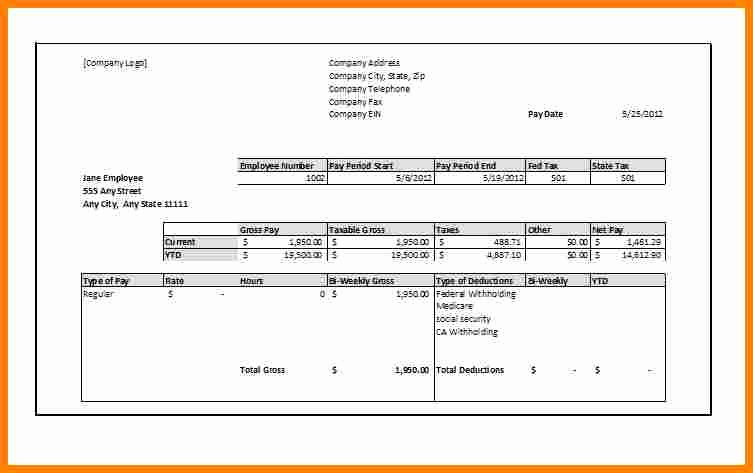 Truck Driver Pay Stub Template