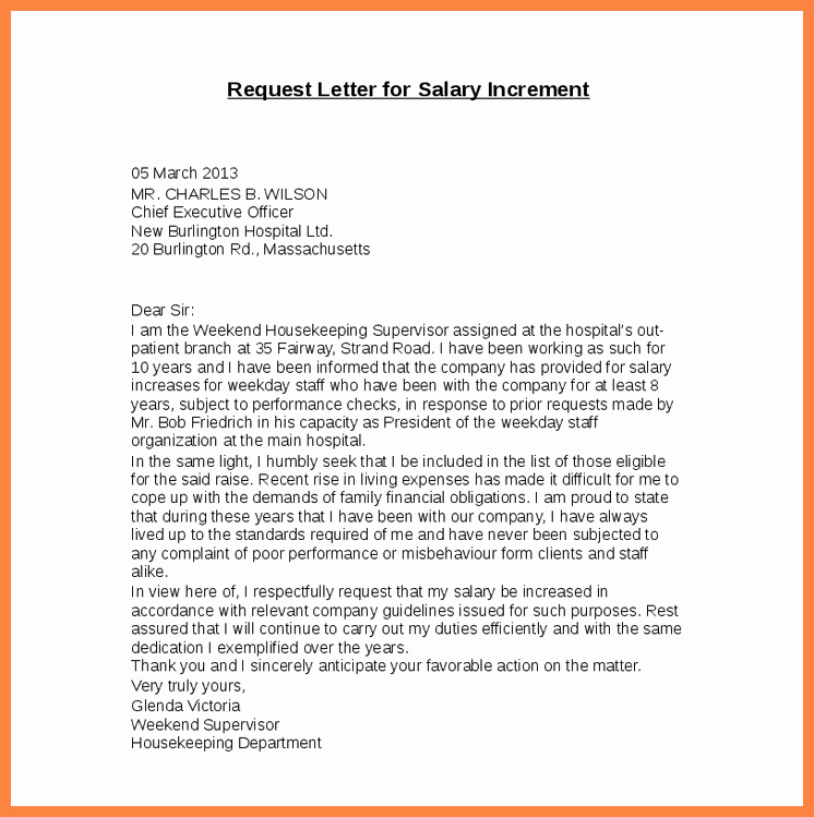 Salary Proposal Letter Sample