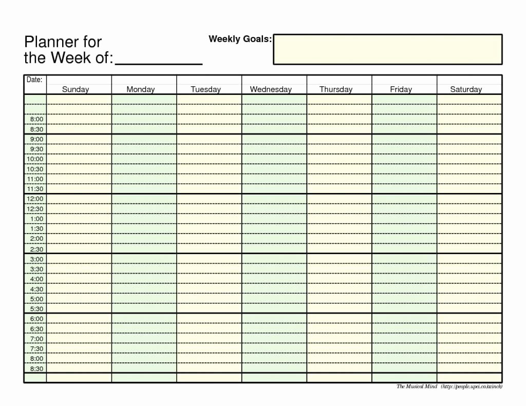 Printable Weekly Planner Excel Template Printable Templates