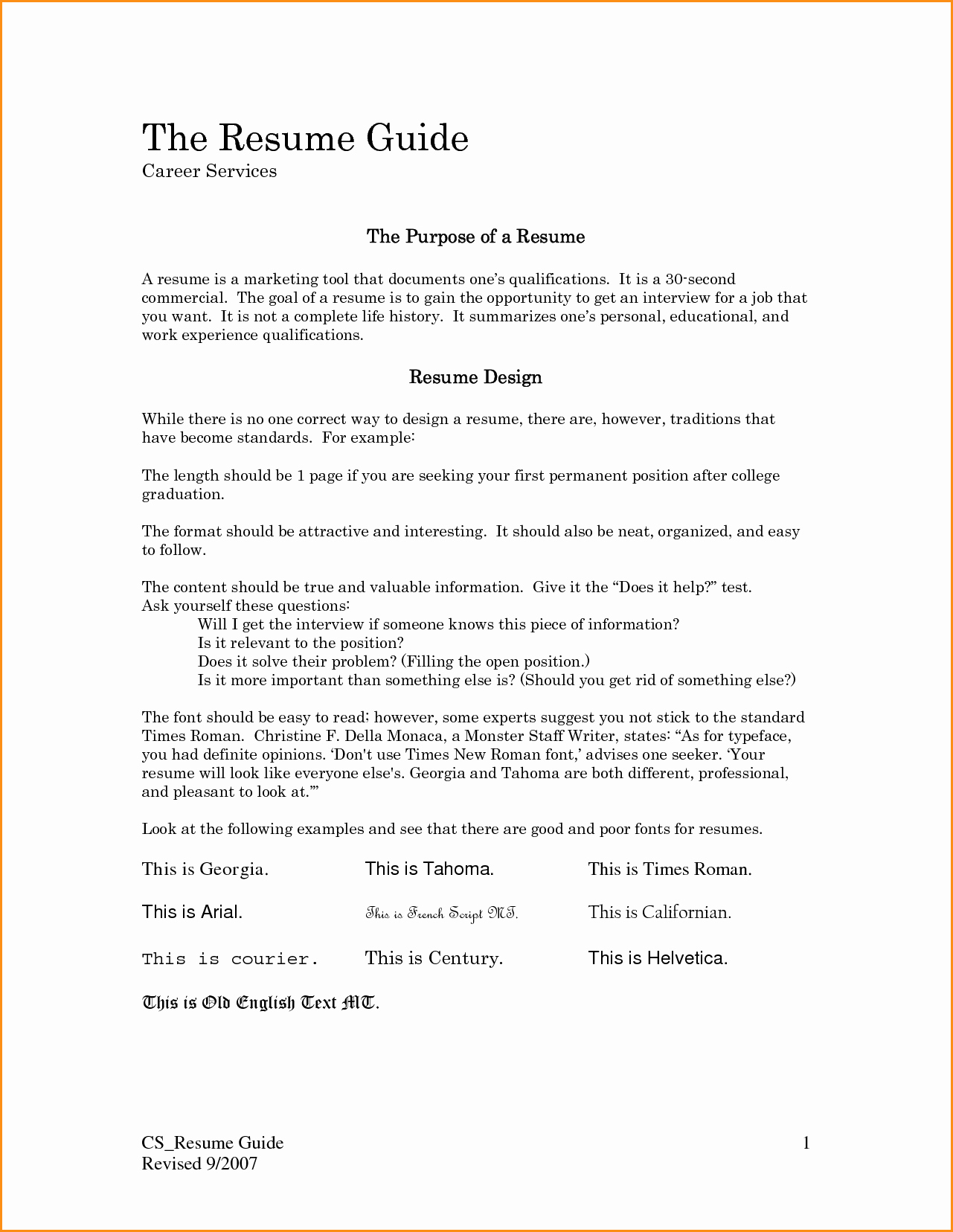 First Time Job Resume Examples