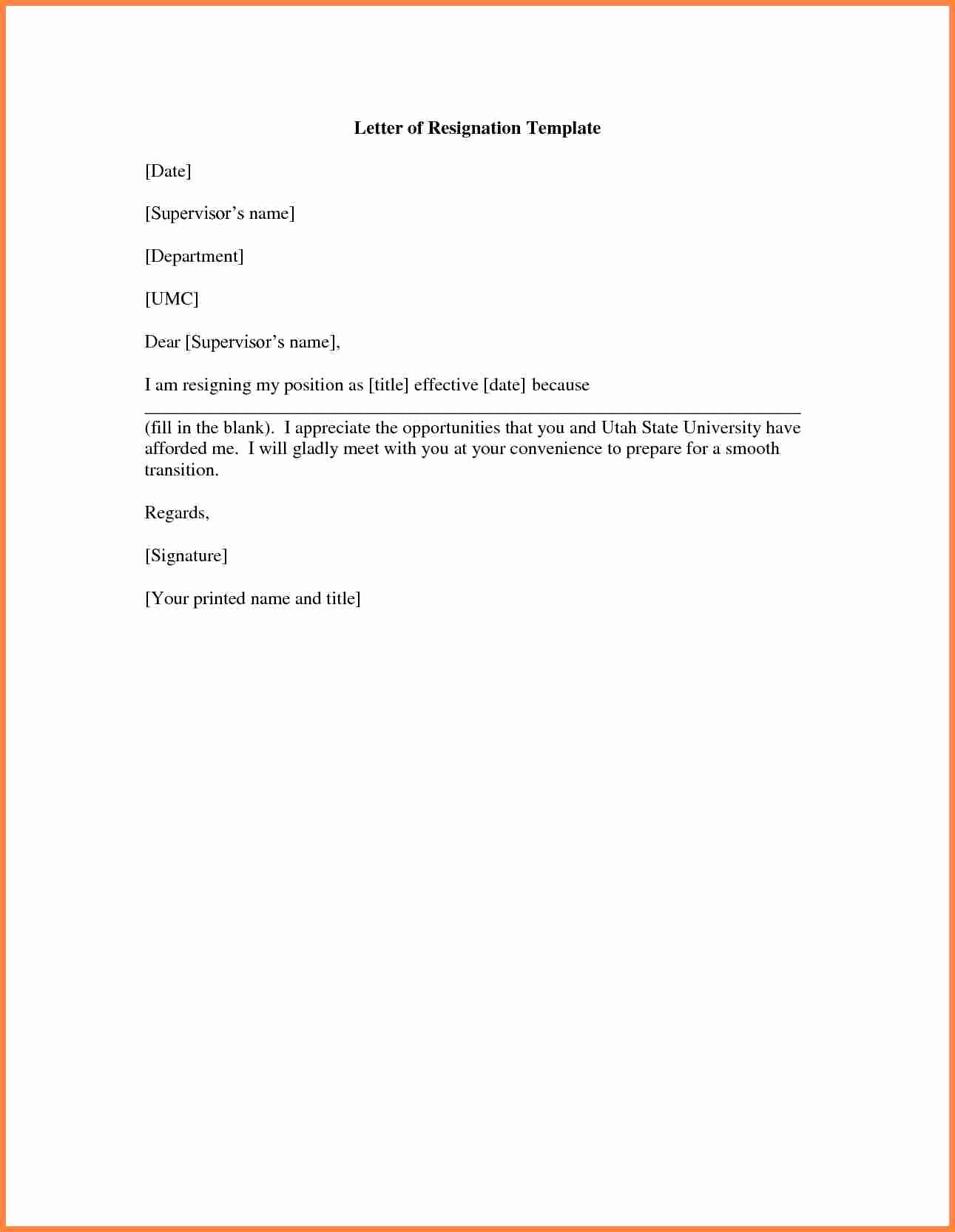 Resignation Letter 30 Days Notice