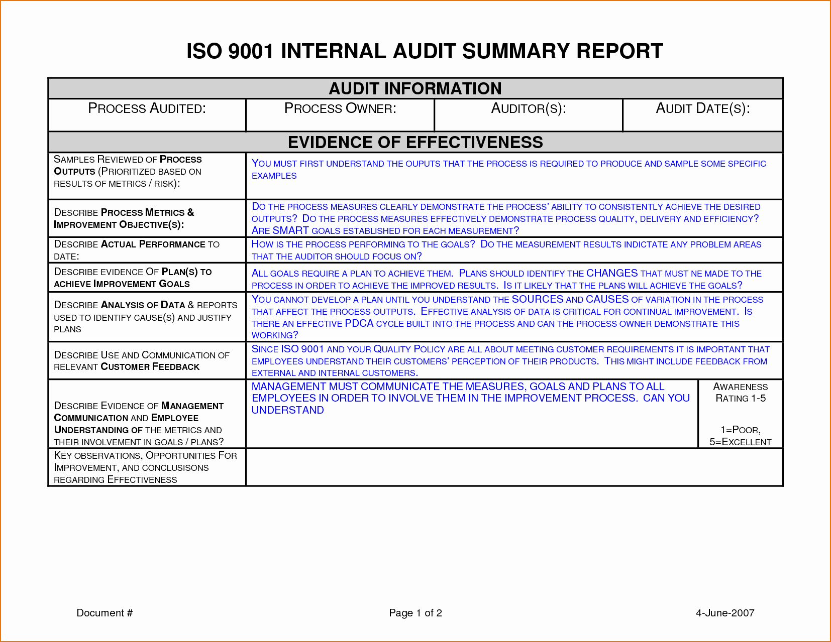 As9100 Audit Report Latter Example Template