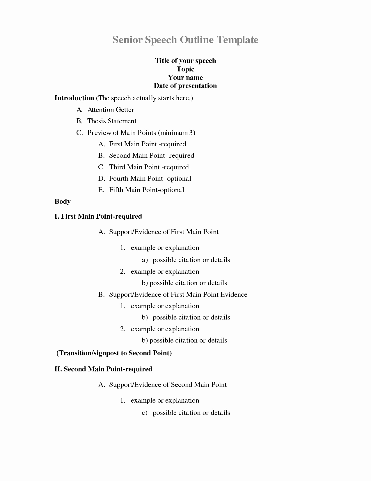 Mla Format Outline Template