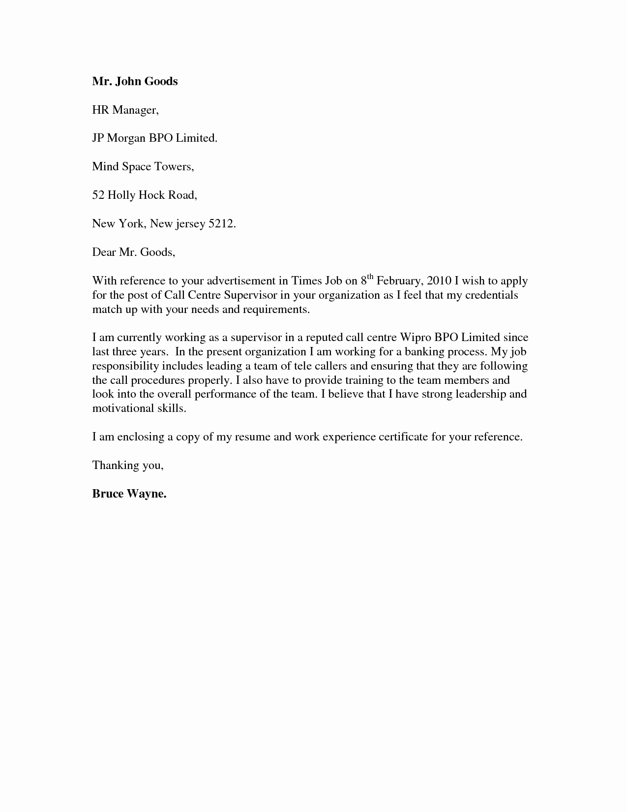 Cover Letter Call Center Letter Example Template