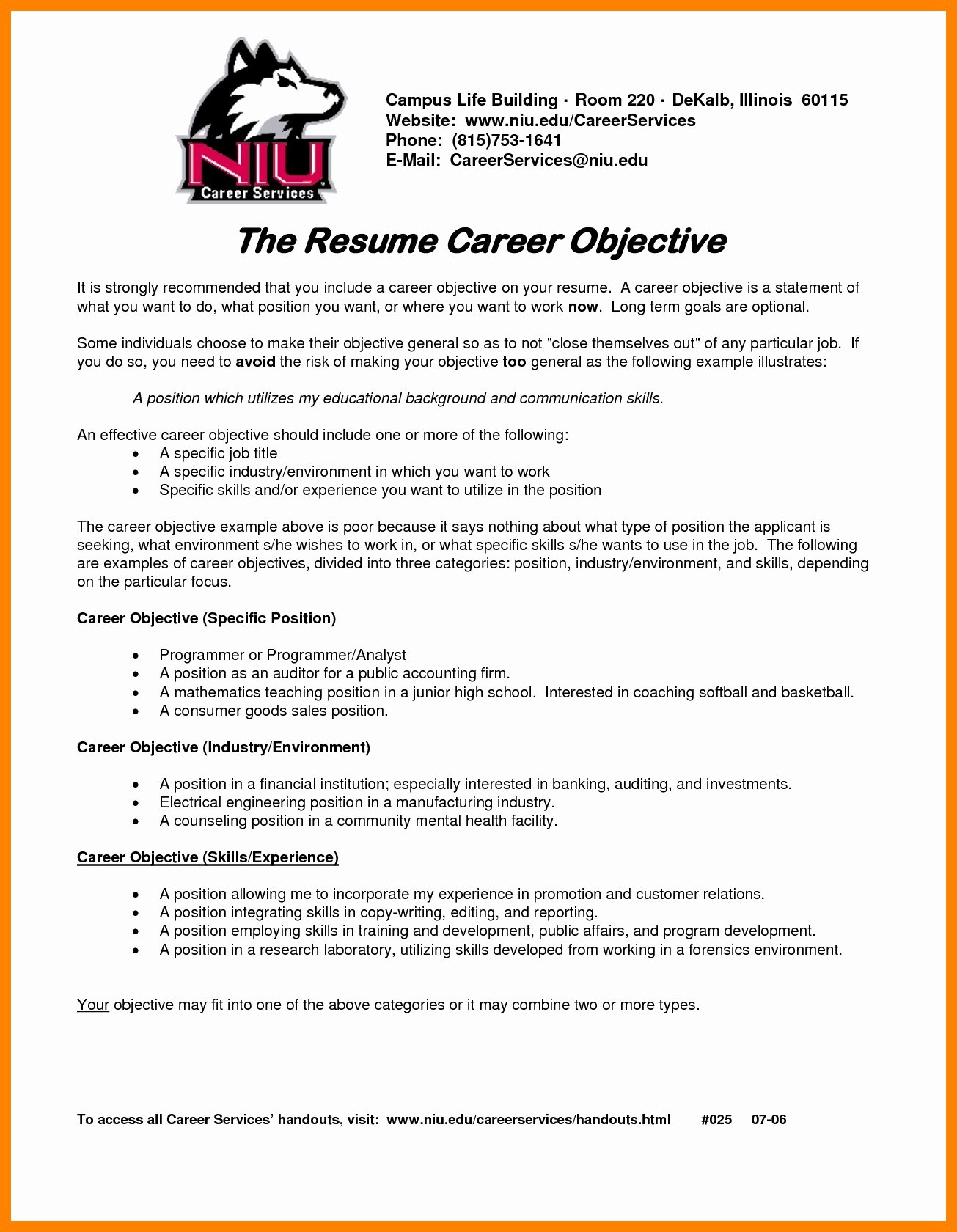 Resume Objectives Career Change