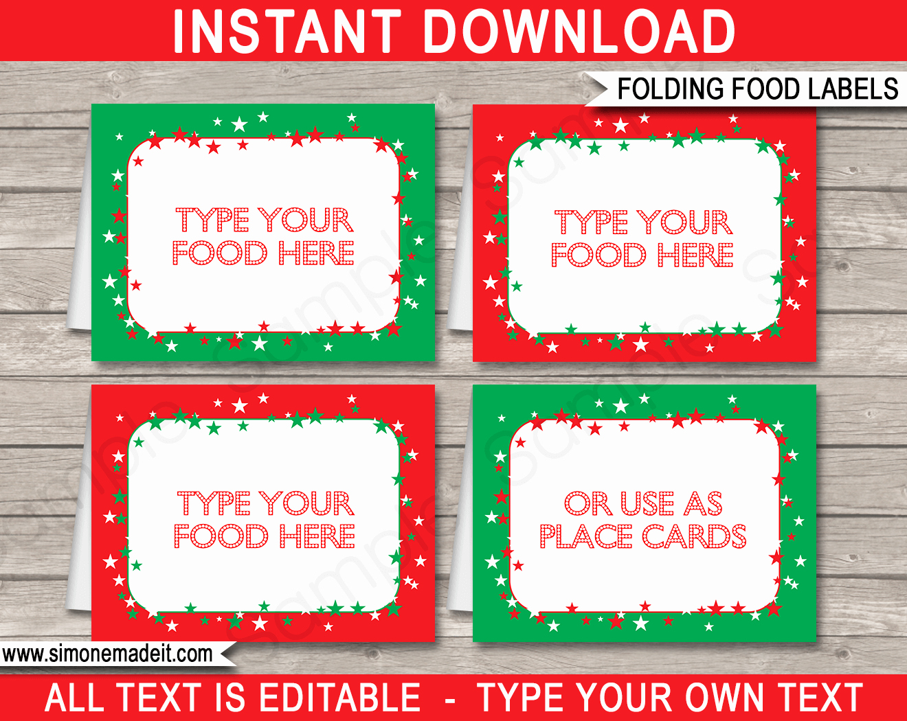 Buffet Food Labels Template