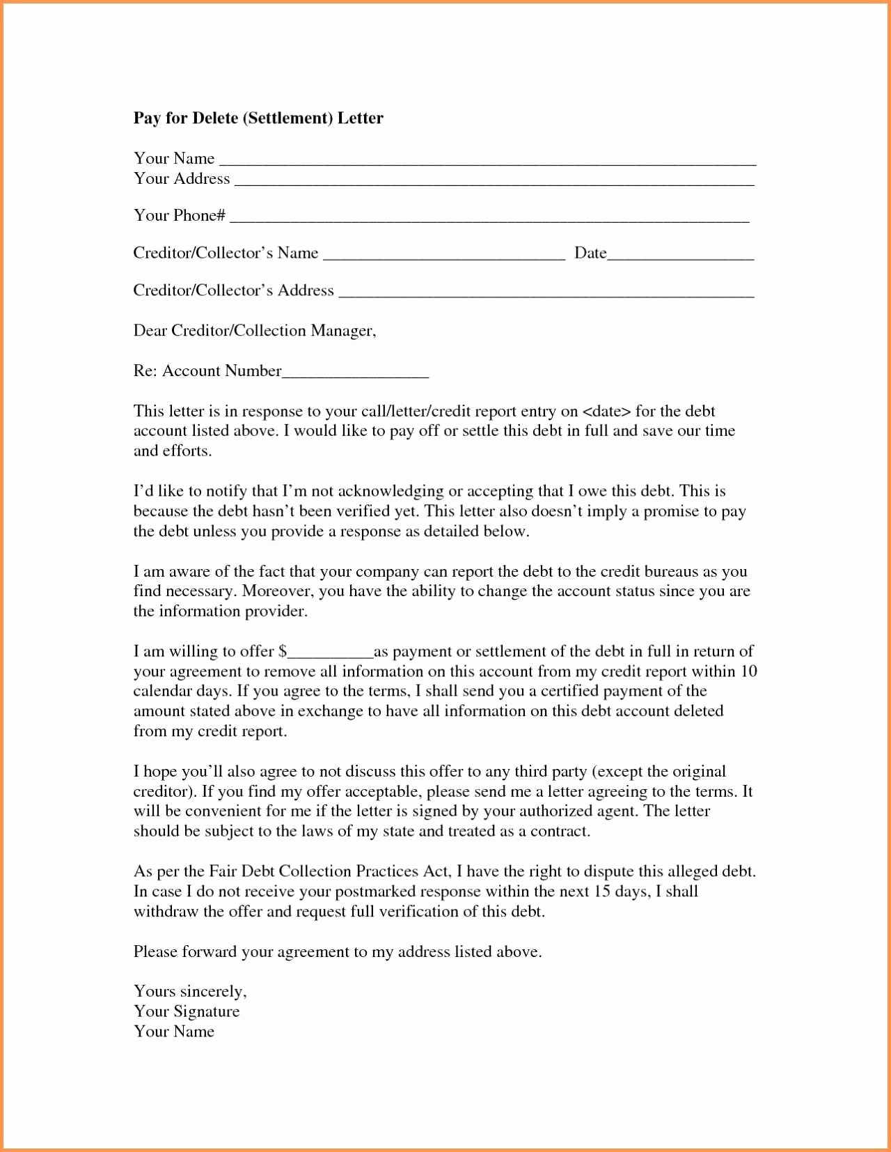 Debt Settlement Agreement Template Latter Example Template