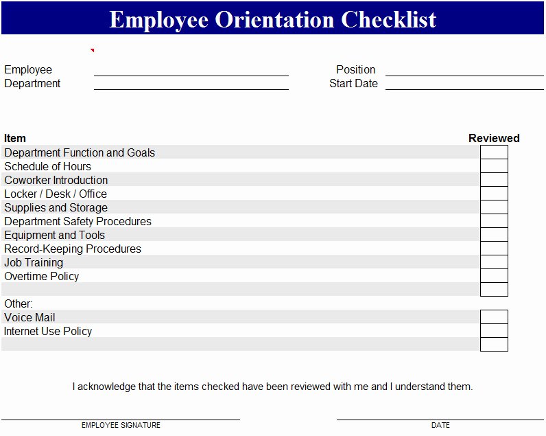 Personnel File Checklist Template