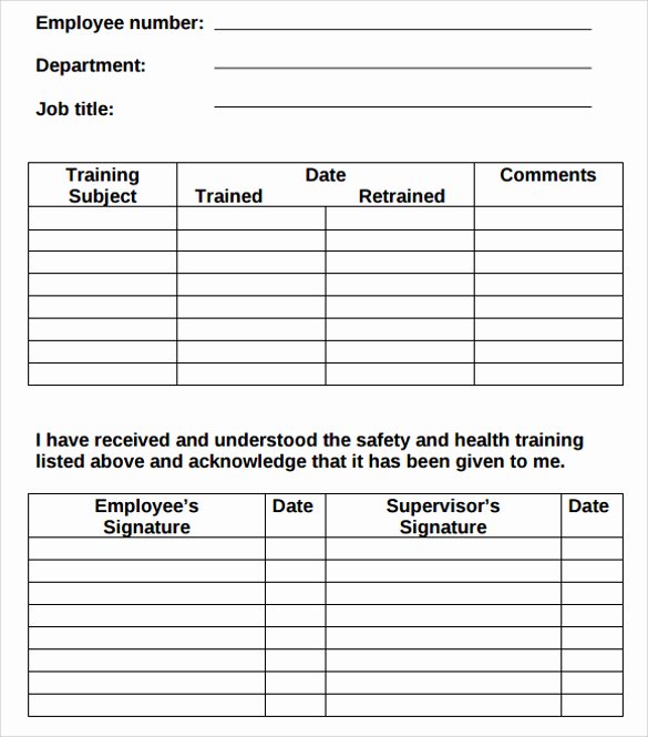 Training Sign Off Sheet Templates