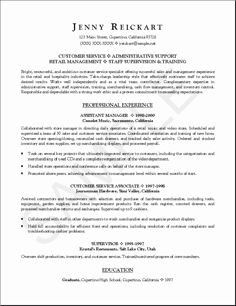 Objective For Entry Level Resume