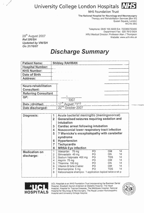 Hospital Discharge Summary Template