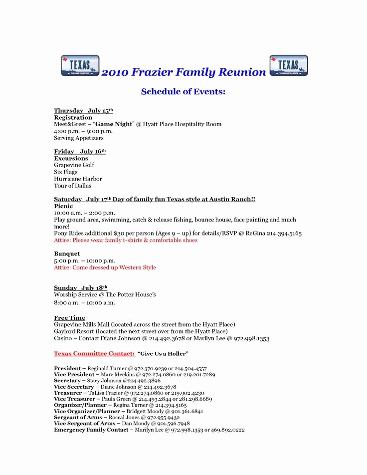 Family Reunion Program Template