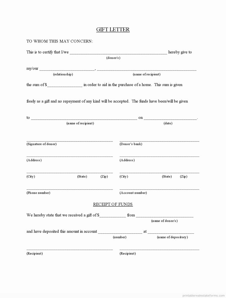 Fha Down Payment Gift Letter Lamoureph Blog Letter Example Template