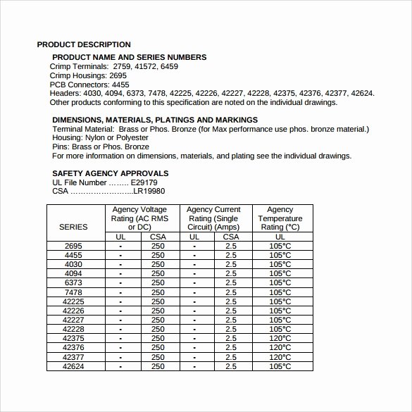 Construction Spec Sheet Template