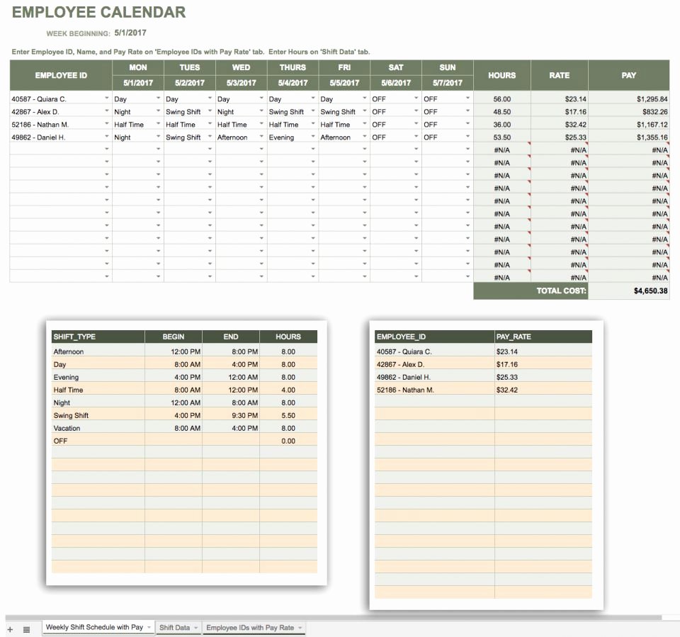 Calendar Template Google Docs Spreadsheet