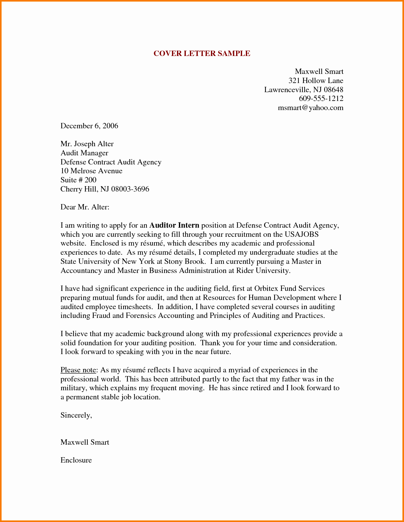 Government Cover Letter Examples Latter Example Template