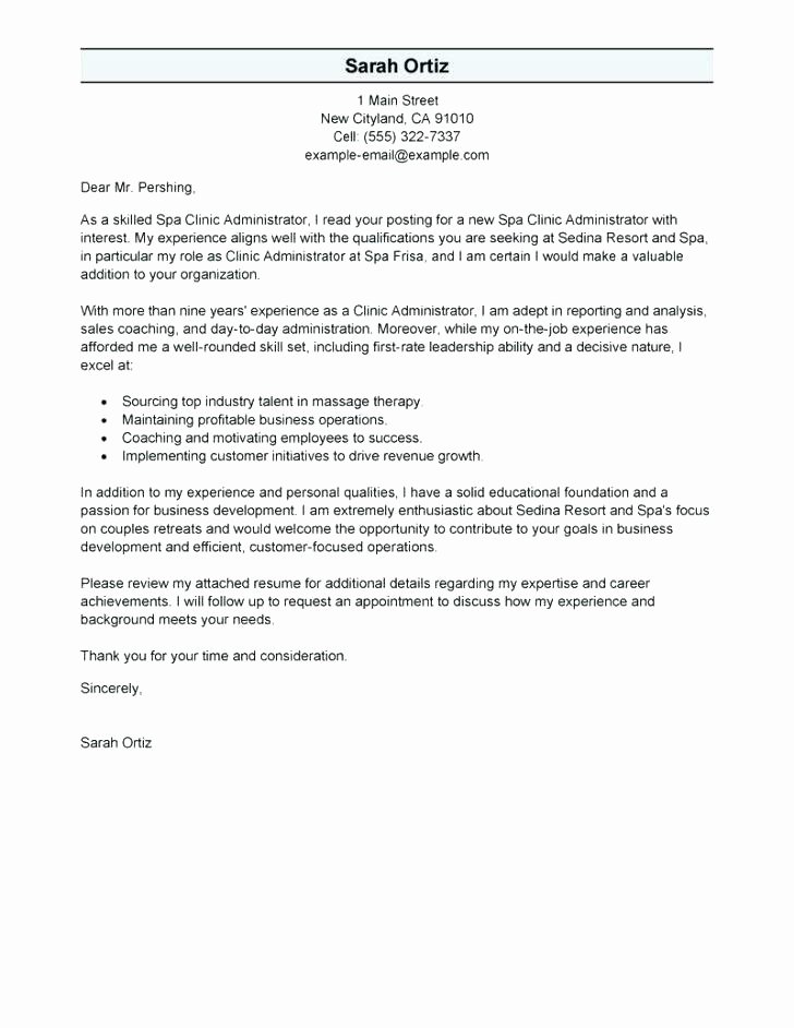 Healthcare Administration Cover Letter