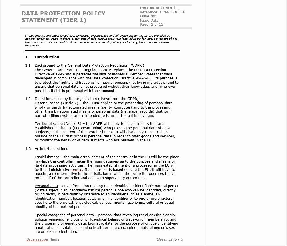 Data Security Policy Template Letter Example Template