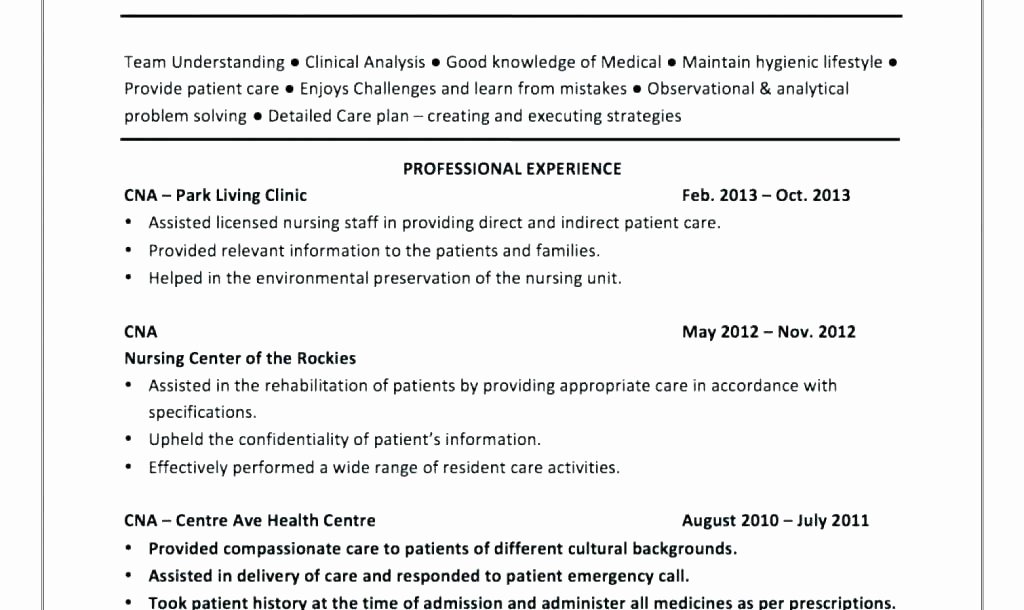 Cna Job Description Resume Letter Example Template