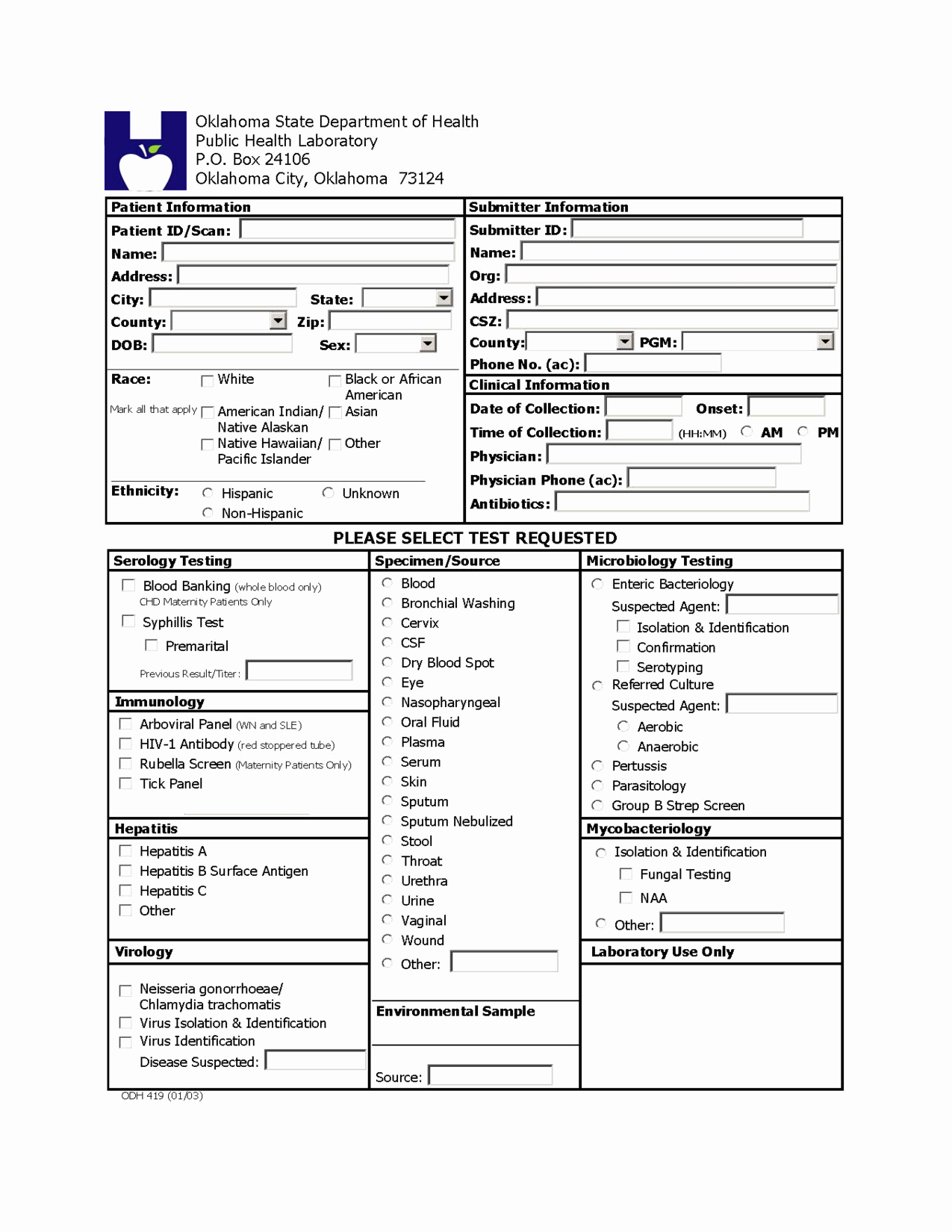 Lab Requisition Form Template