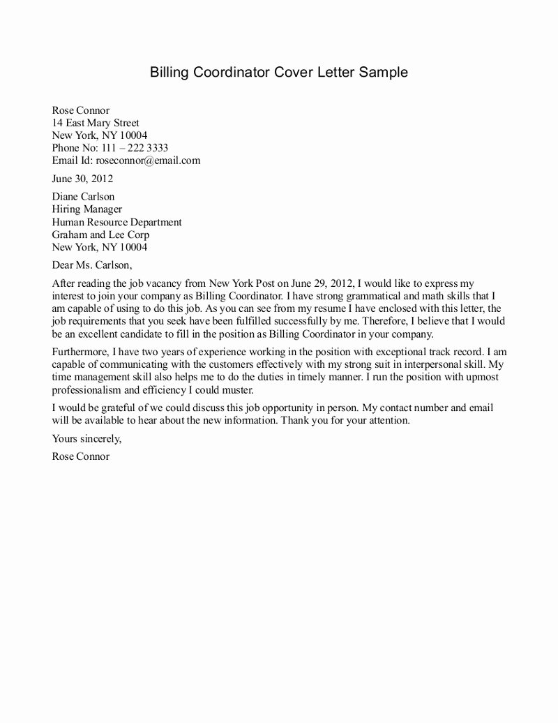 Medical Biller Cover Letter