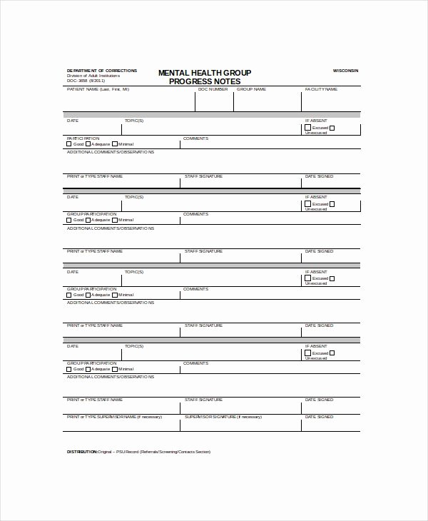 Social Work Progress Note Template