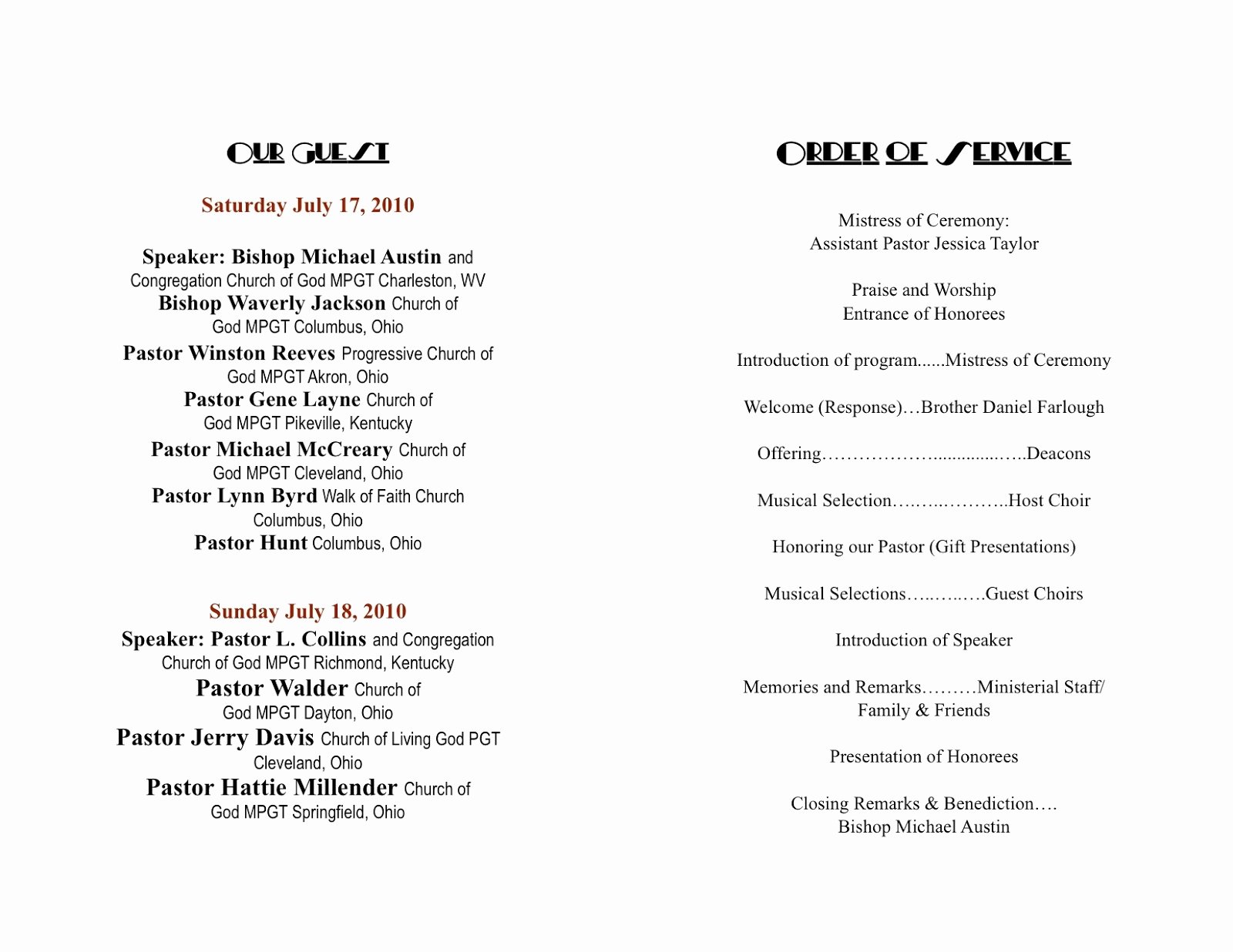 Free Church Programs Template Letter Example Template
