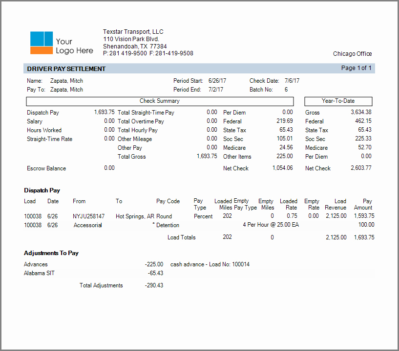 Truck Driver Payroll Template
