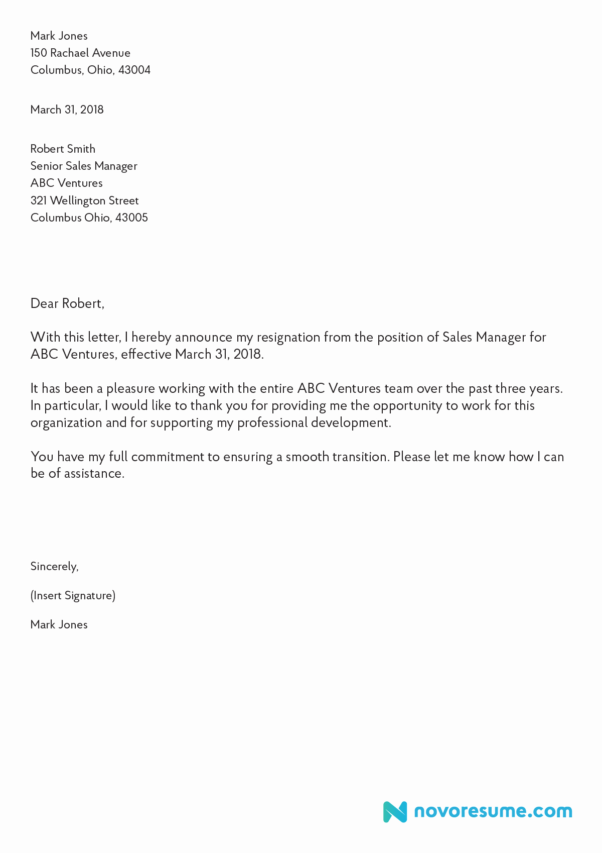 Resignation Letter As A Cashier Sample Resignation Letter