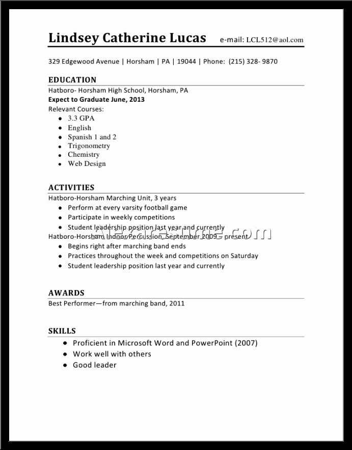 Resume Templates For High Schoolers Projectslokasin