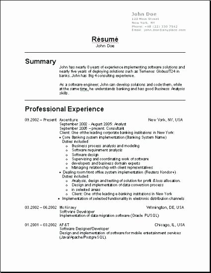 Resume Template For Wordpad