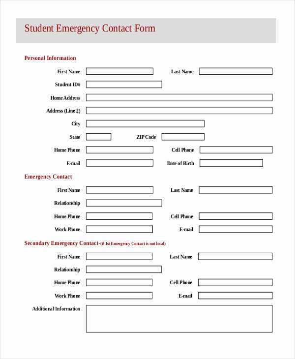 Emergency Contact Card Template Letter Example Template