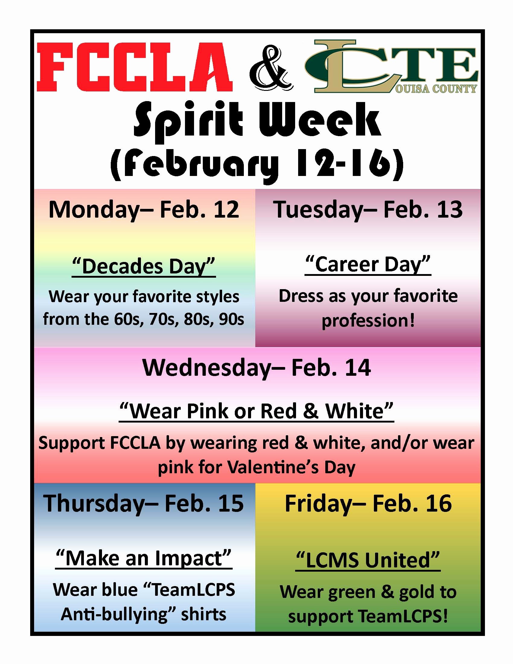 School Spirit Week Flyer Template